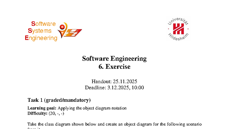 Software Engineering 6: Exercise Handout on Object Diagrams & Petri ...