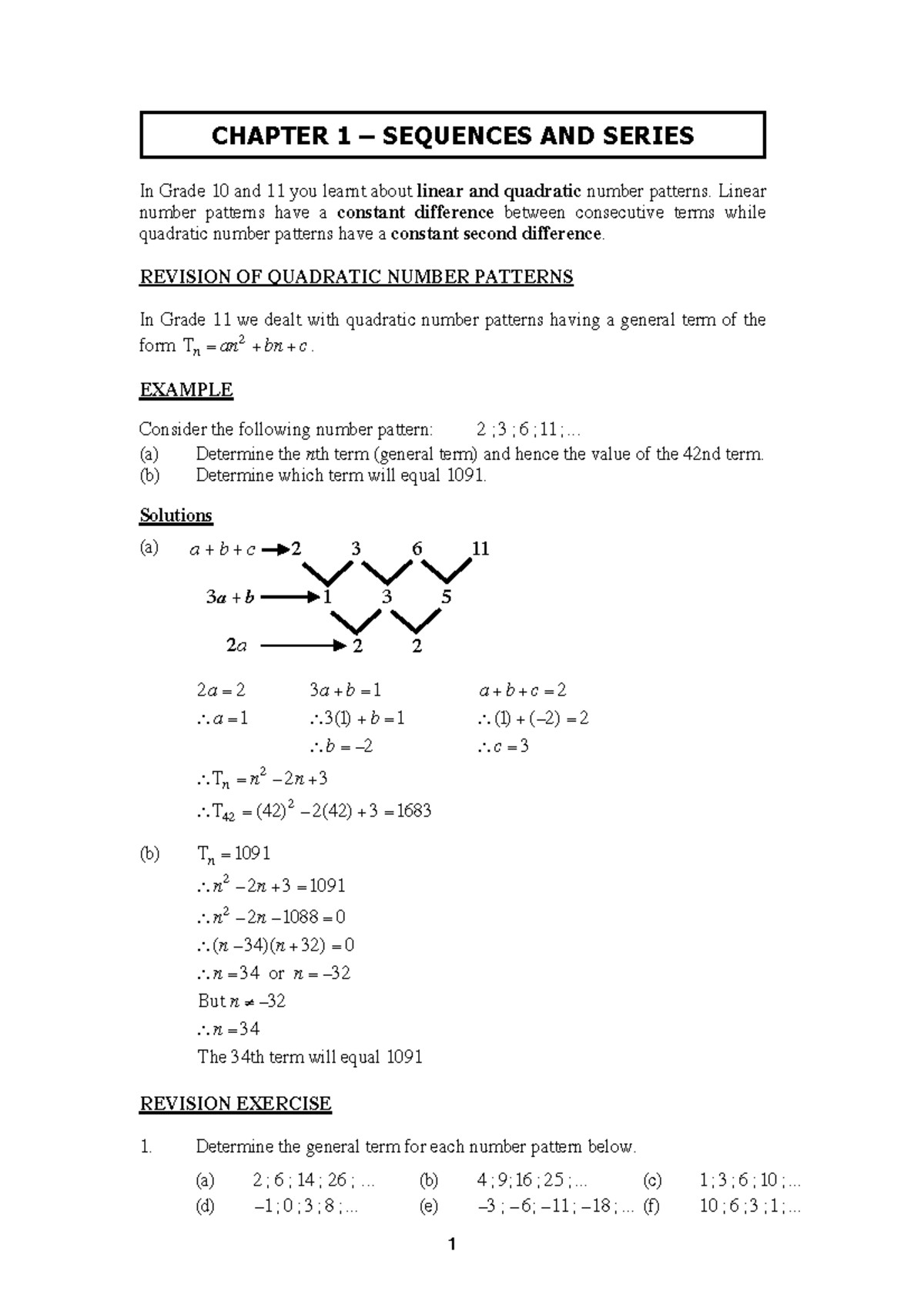 CHAPTER 1: SEQUENCES AND SERIES - Math Overview - Studocu