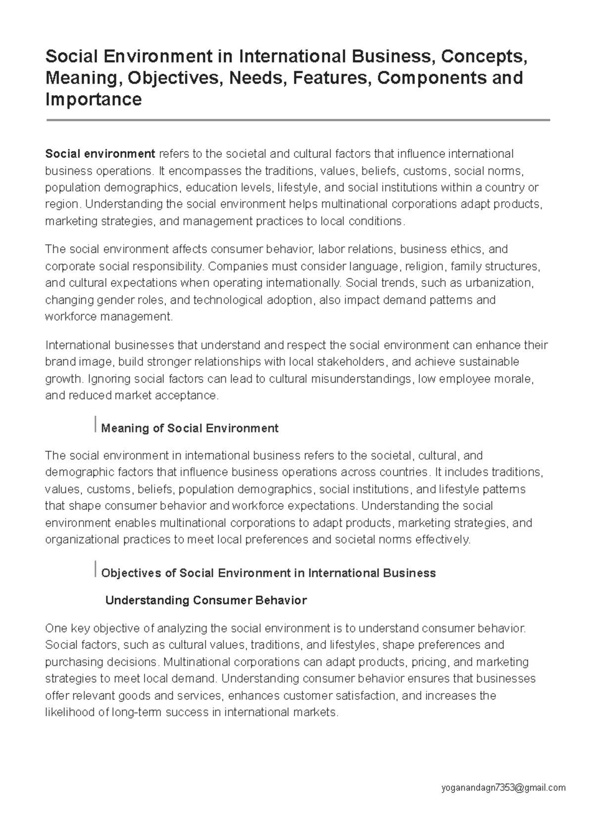 Social Environment in International Business: Concepts & Importance (IB ...