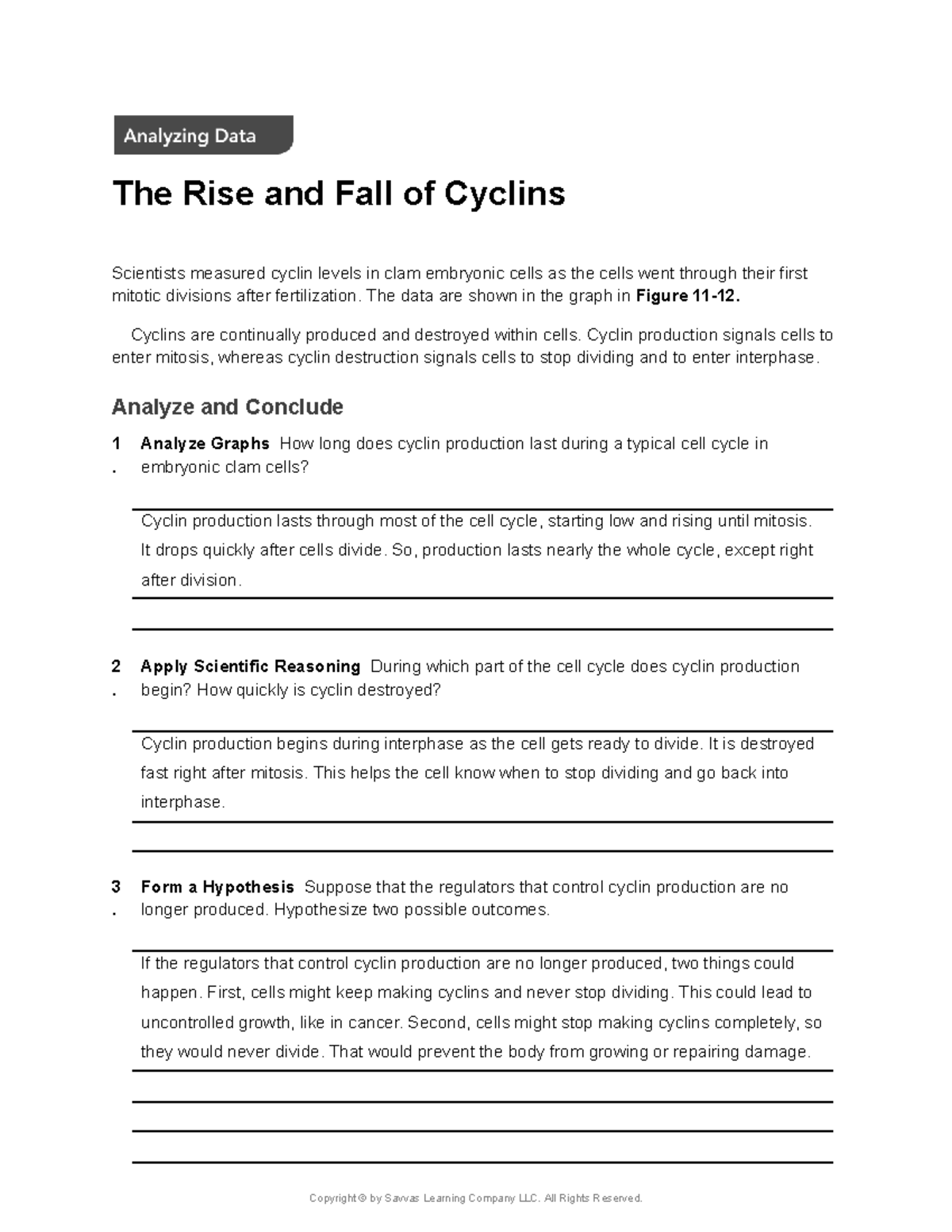 BIO CH11 Final Exam: Analyzing Cyclin Levels in Clam Cells - Studocu