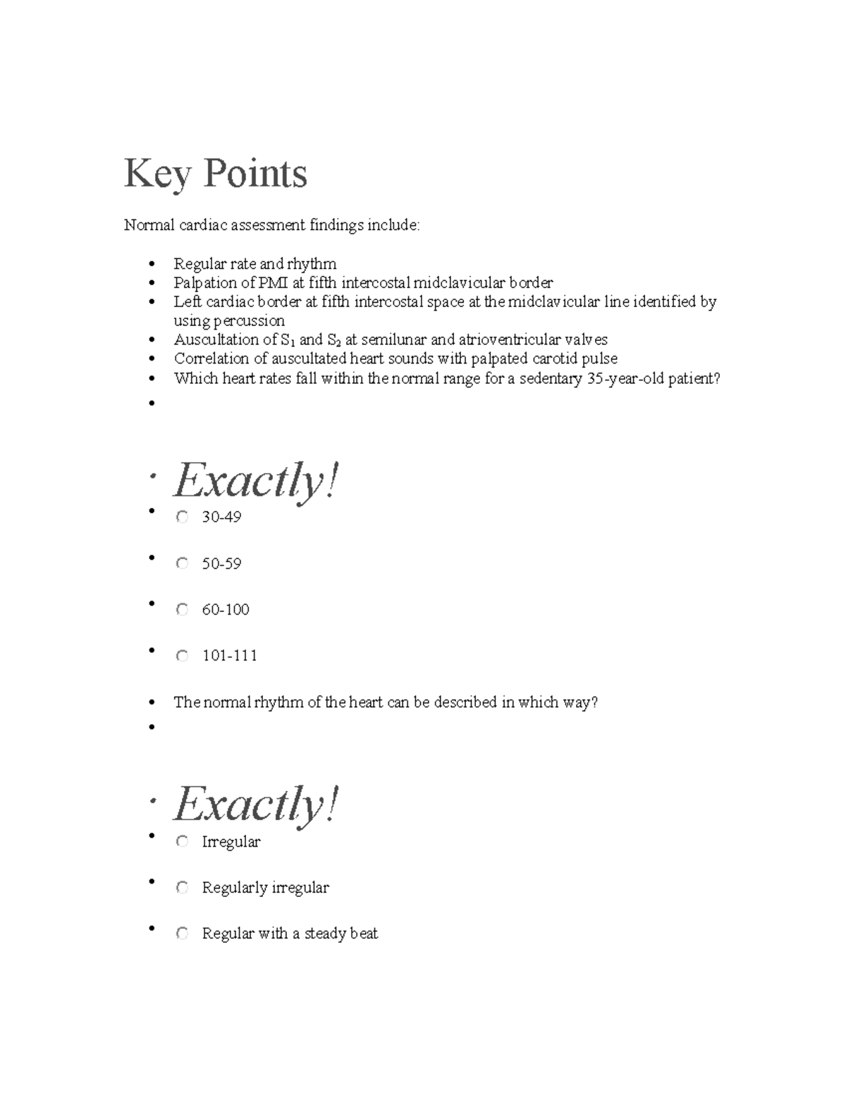 Findings for the Heart Introduction - Key Points Normal cardiac ...