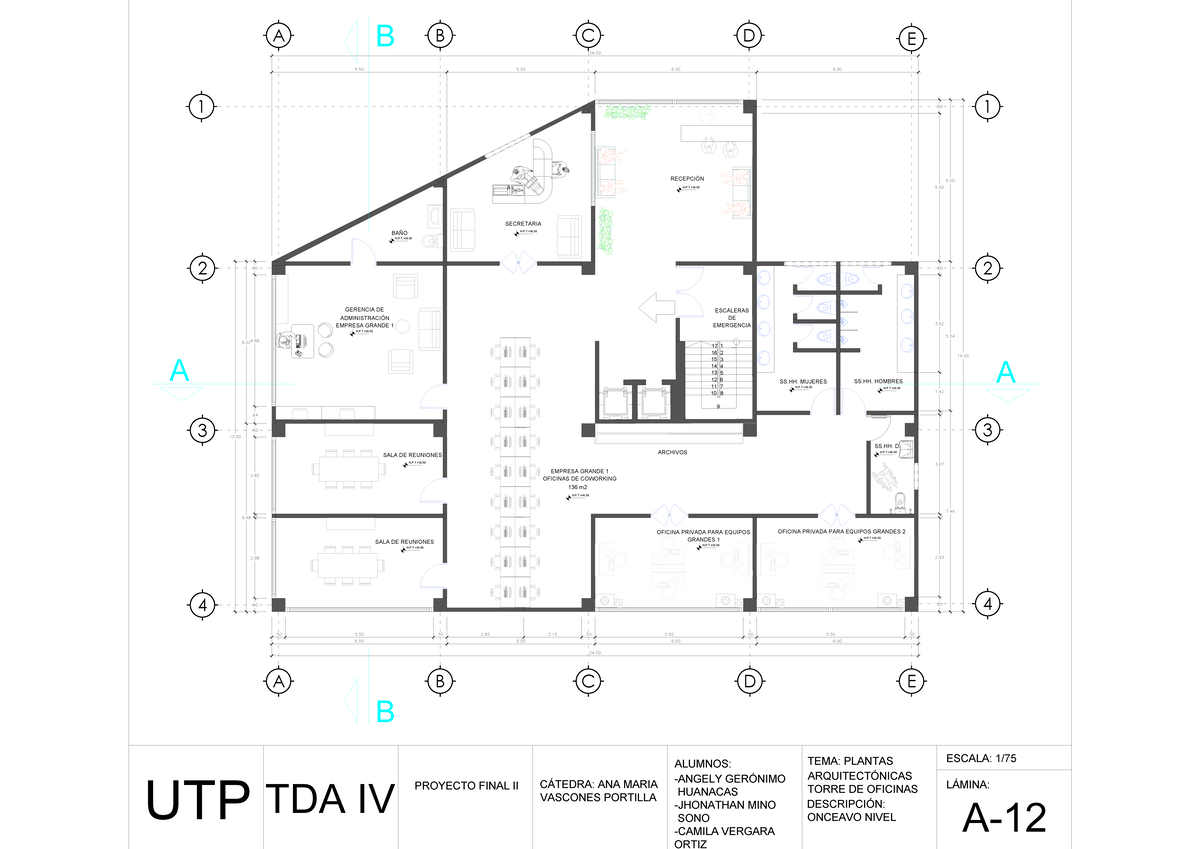 UTP TDA IV Proyecto Final II: Plantas Arquitectónicas Torre de Oficinas - Studocu