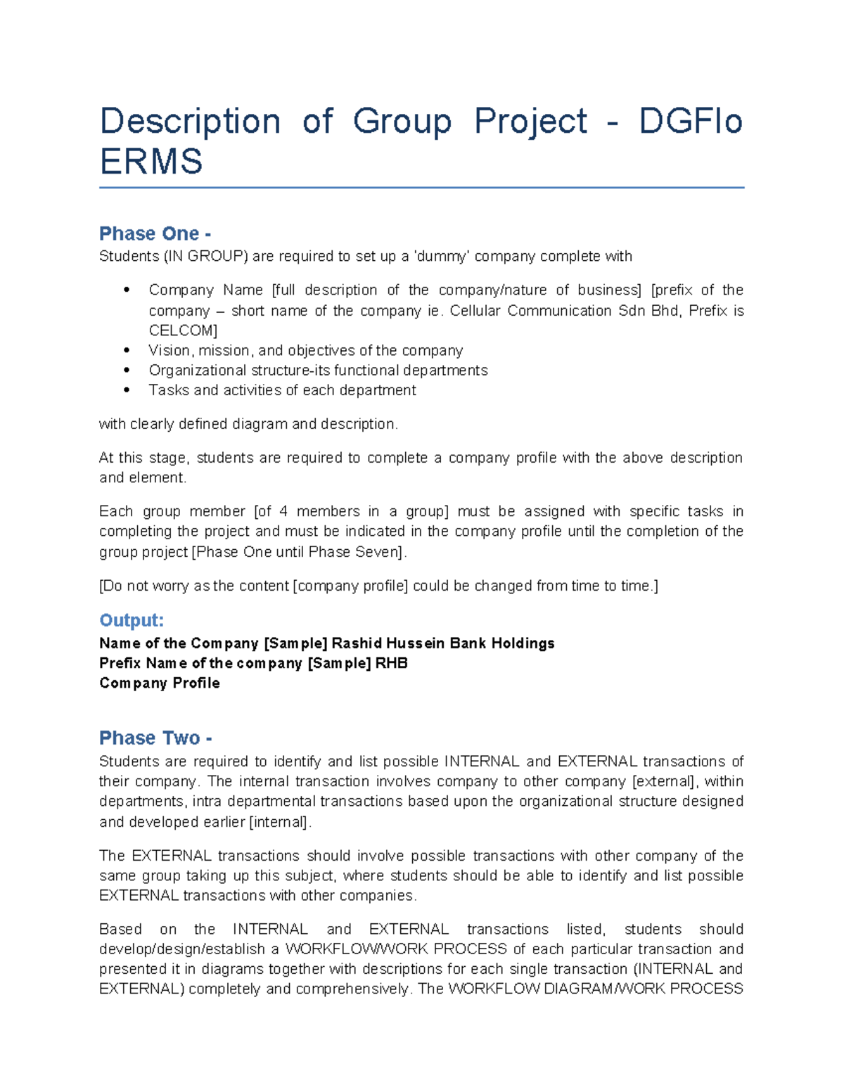 Project Paper IMR623-DGFlo ERMS Group Project Overview - Studocu