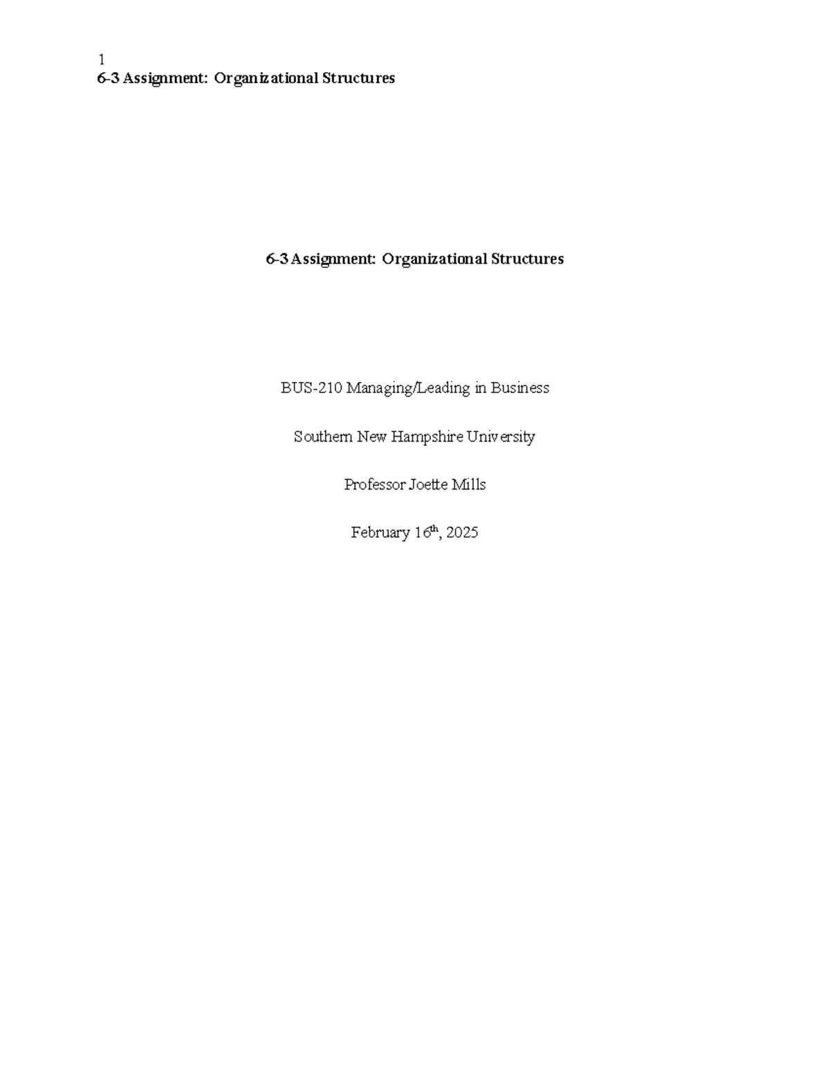 6-3 Assignment: Analyzing Organizational Structures in Business - Studocu