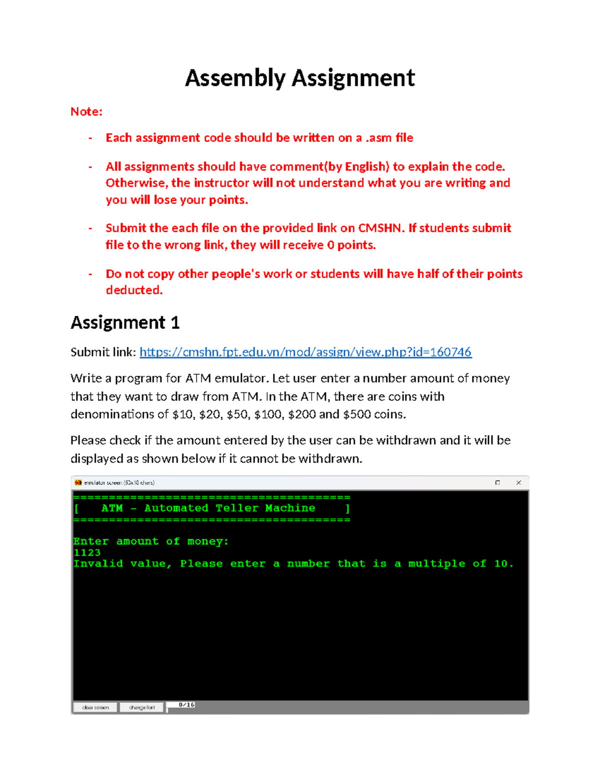 Assembly Assignment 3 Assembly Assignment Note Each Assignment 0502