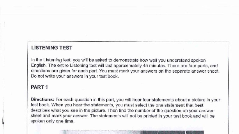 Listening Test - ETS 2023 LC - Test 1 Overview and Directions - Studocu
