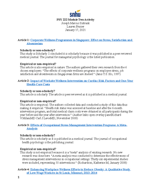 PSY222 Module Four Activity - PSY 222 Module Four Acivity Joseph Marcus Sistrunk Lauren Frasier ...