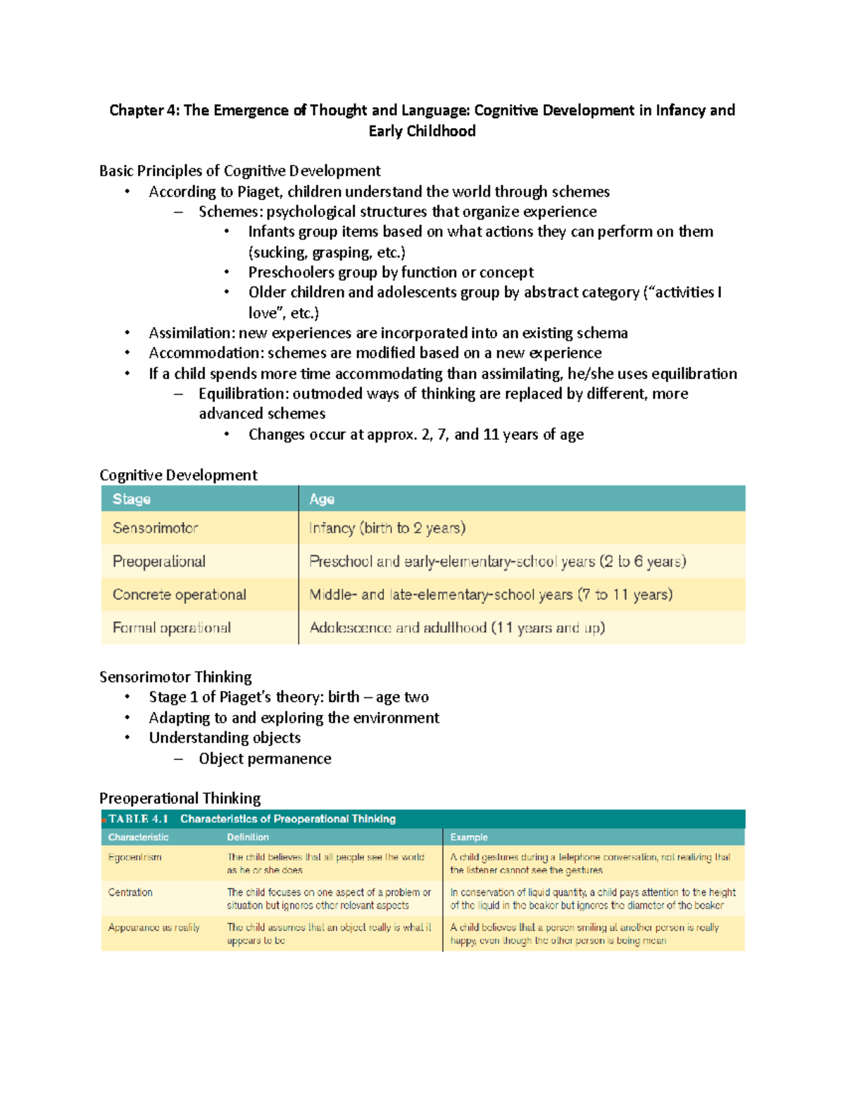 Cognitive Development in Infancy and Childhood: Chapter 4 Notes - Studocu