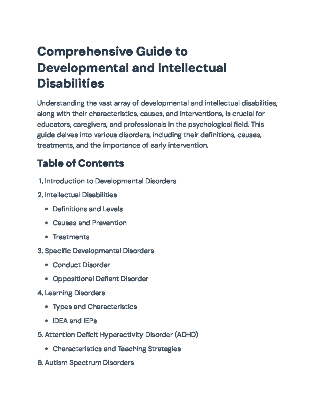 Developmental & Intellectual Disabilities: Characteristics ...