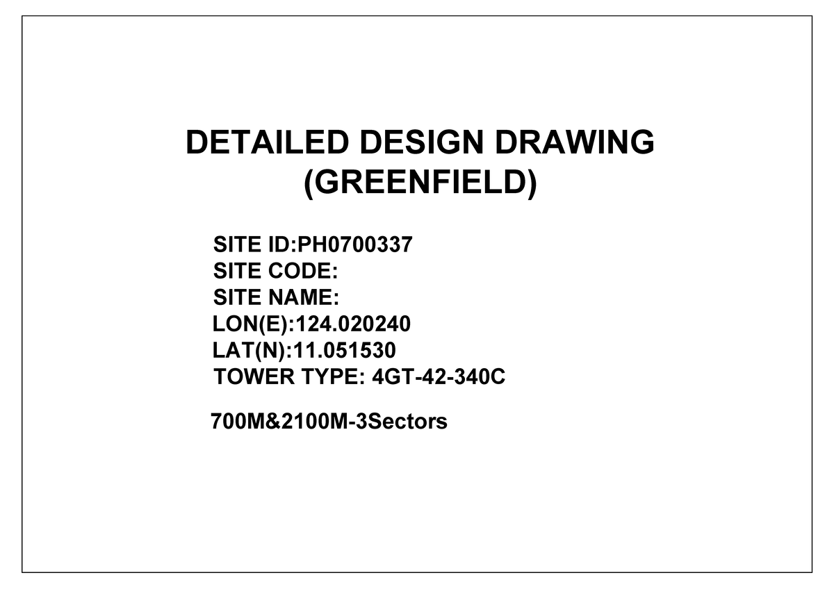 Detailed Design Drawing for Greenfield Site PH0700337 - Studocu