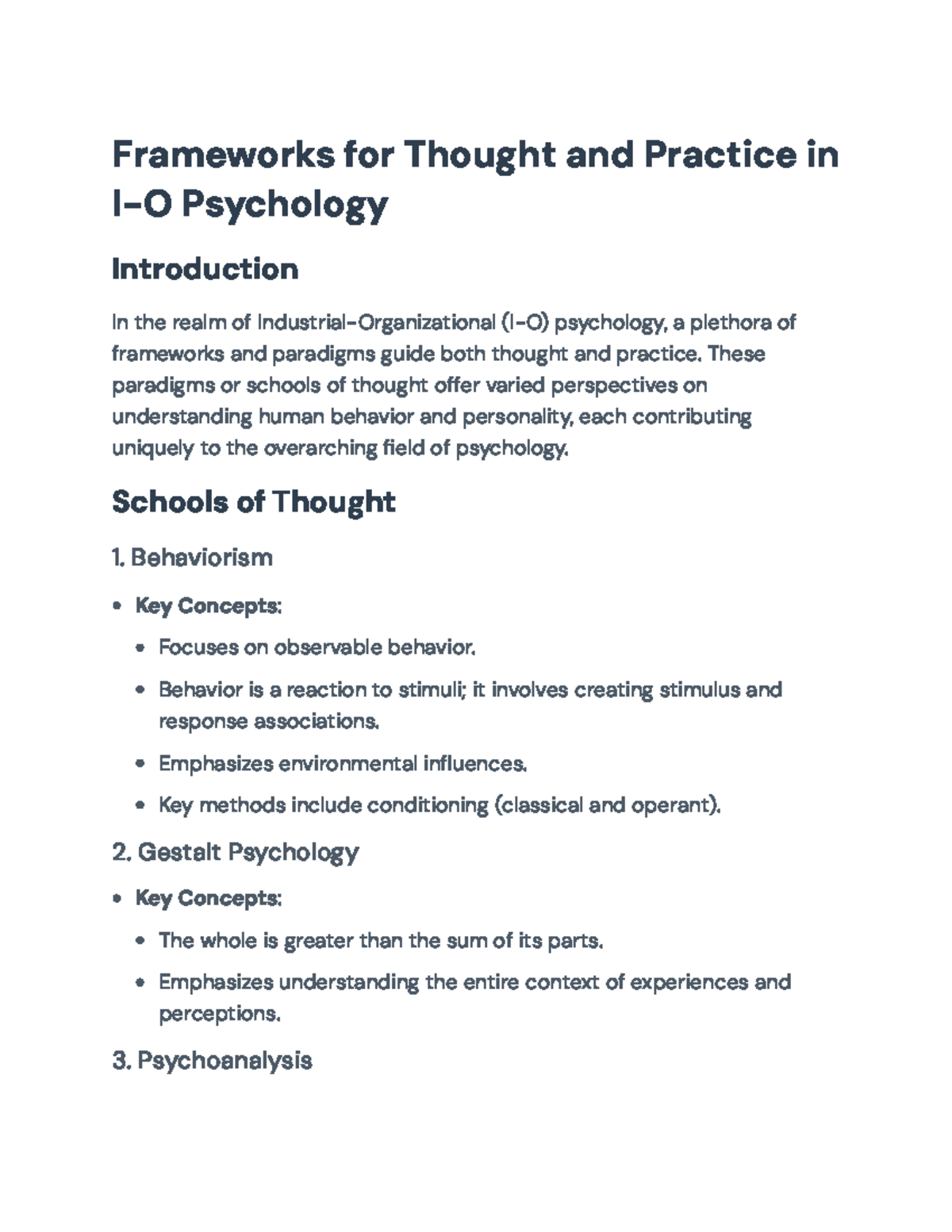 Frameworks of Thought in I-O Psychology: A Comprehensive Overview ...