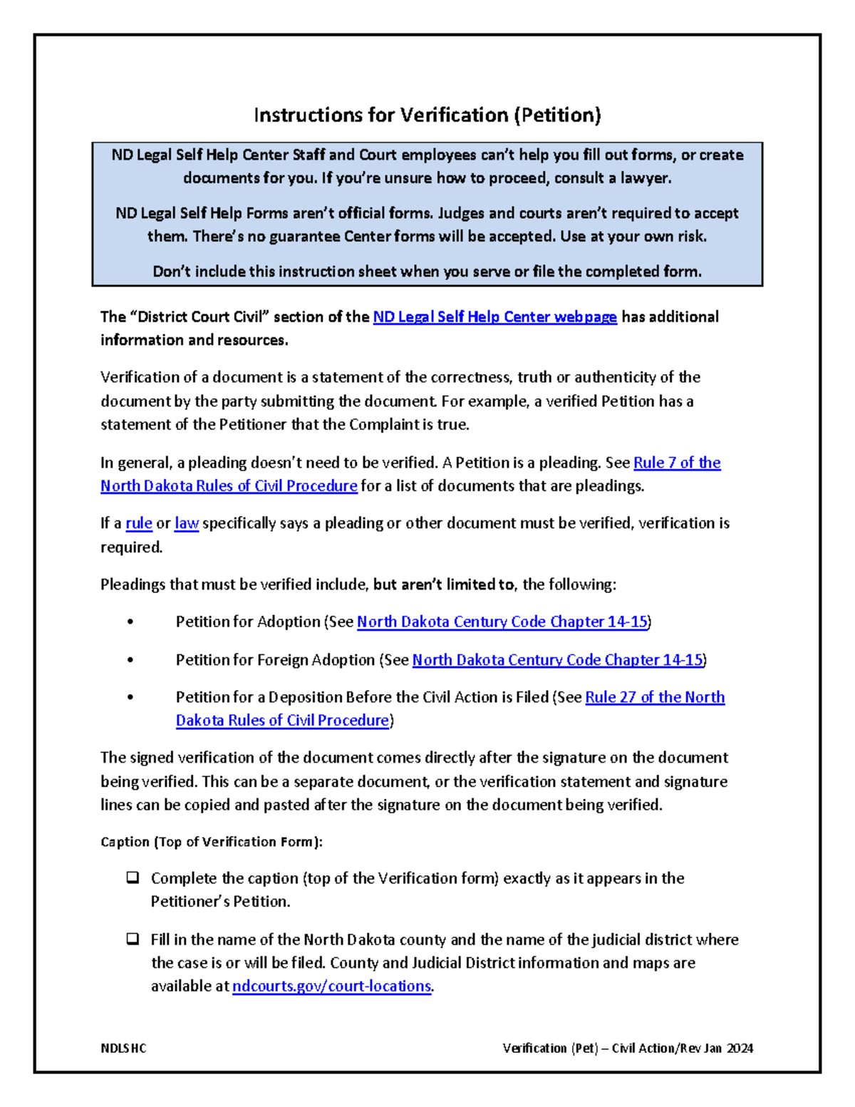 NDLSHC Verification (Petition) Form Guidelines – Civil Action 2024 ...