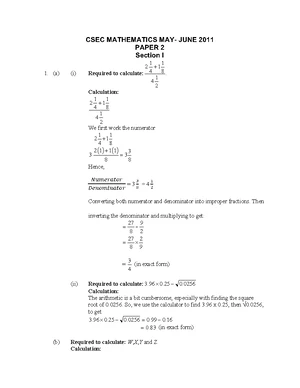 June 2018 CSEC Maths Paper 2 Past Paper - Mathematics - Studocu
