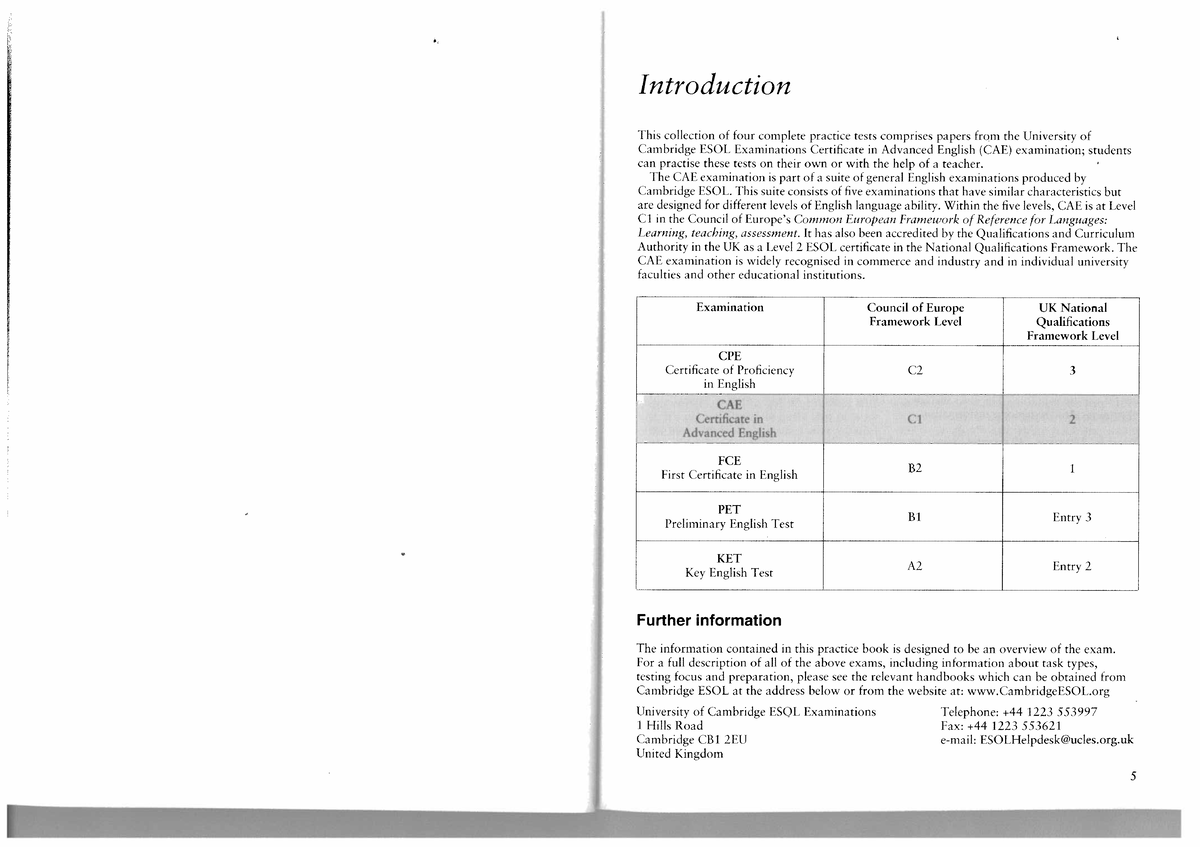 Cambridge CAE 4: Complete Practice Tests and Exam Overview - Studocu
