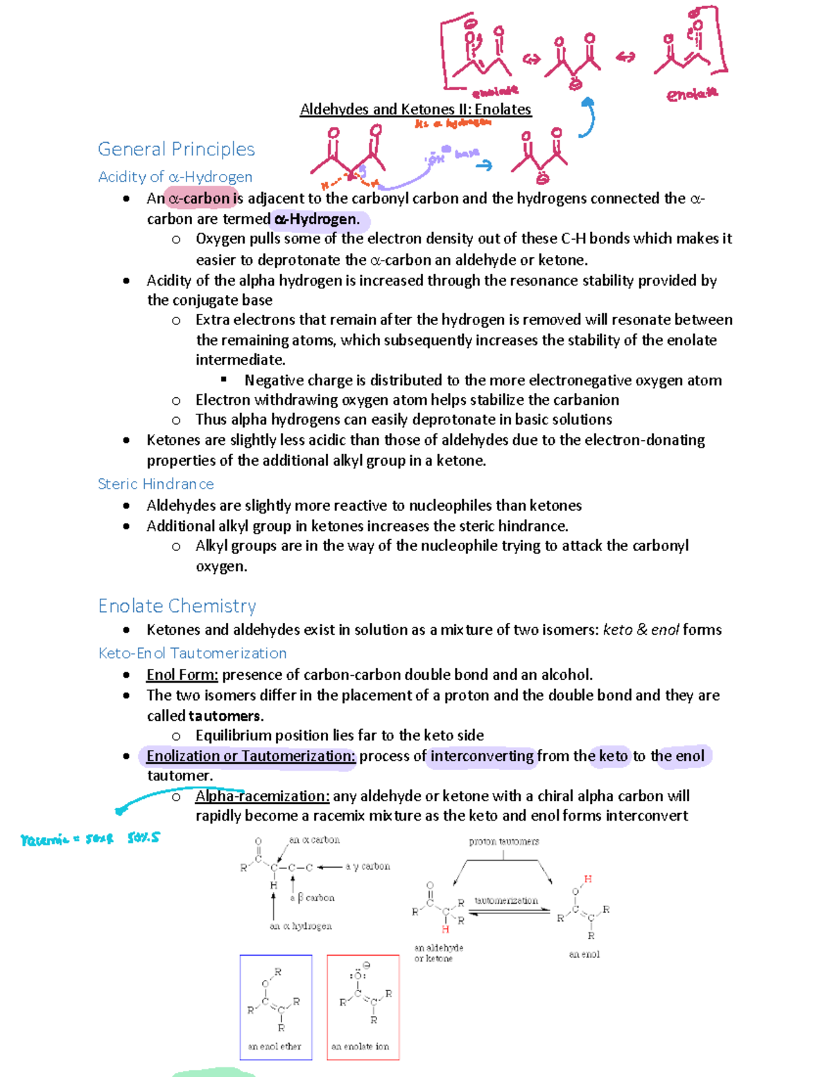 Aldehydes and Ketones II: Enolate Chemistry Overview - Studocu