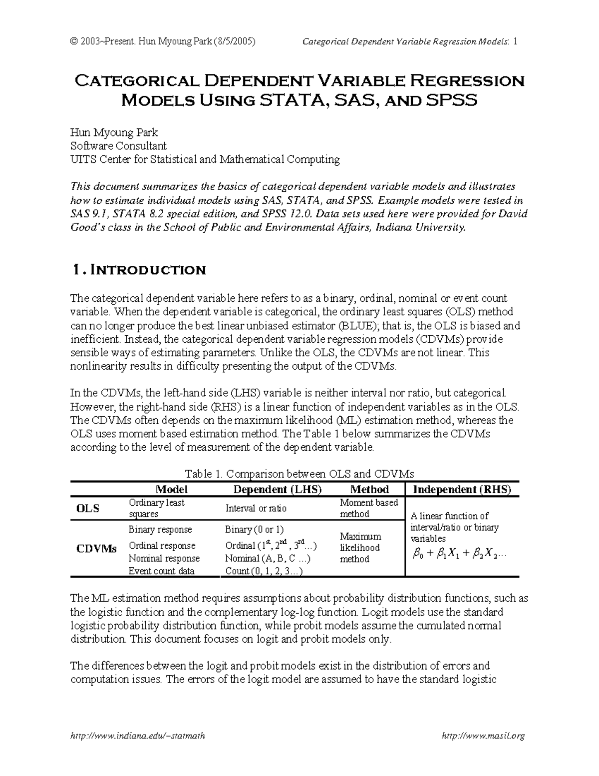CDVMs - Categorical Dependent Variable Regression Models Using STATA ...