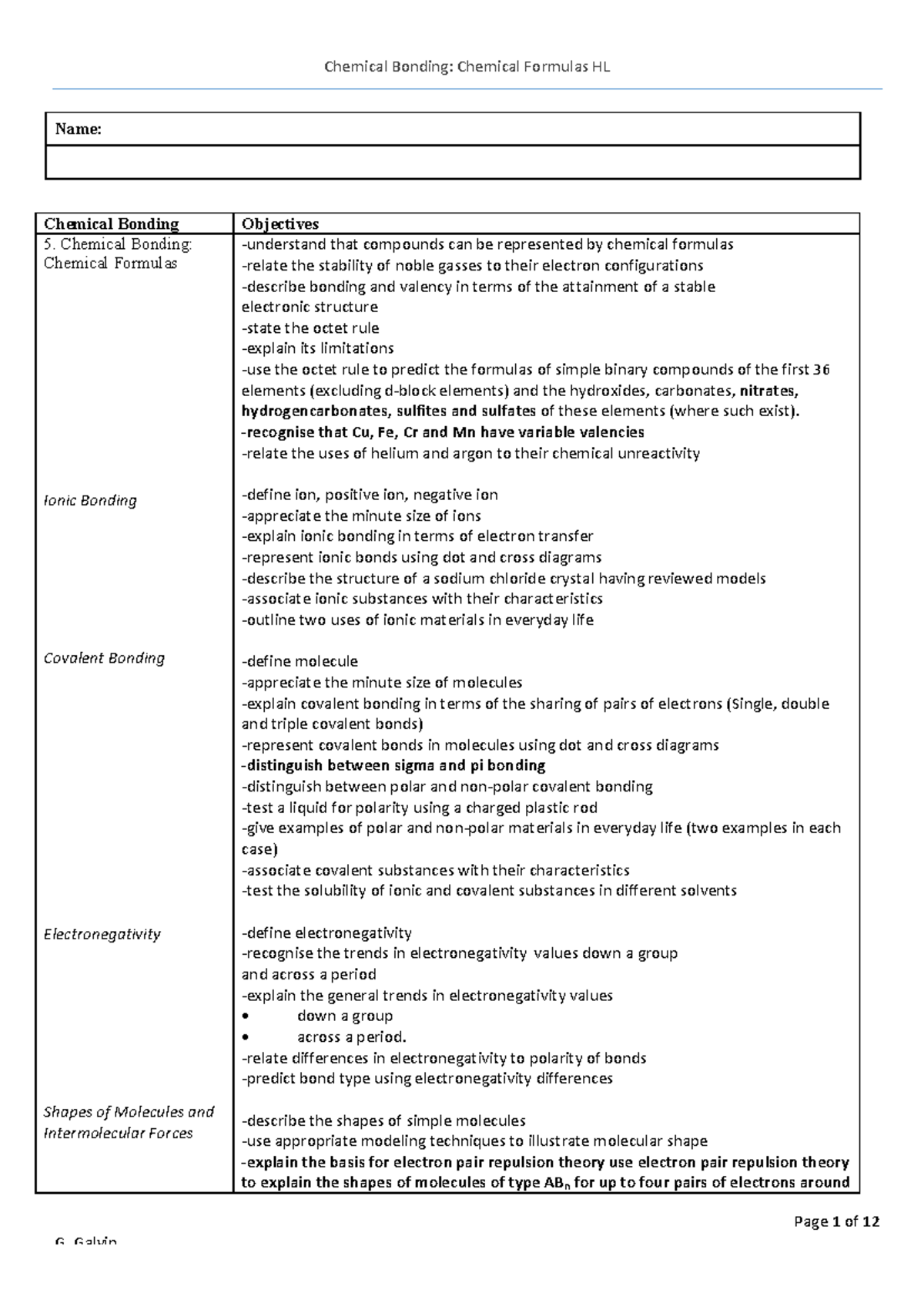 Chemical Bonding: Chemical Formulas HL Study Guide - Studocu