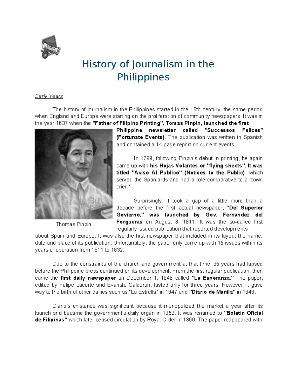 History of Journalism in the Philippines: Early Years and Developments ...