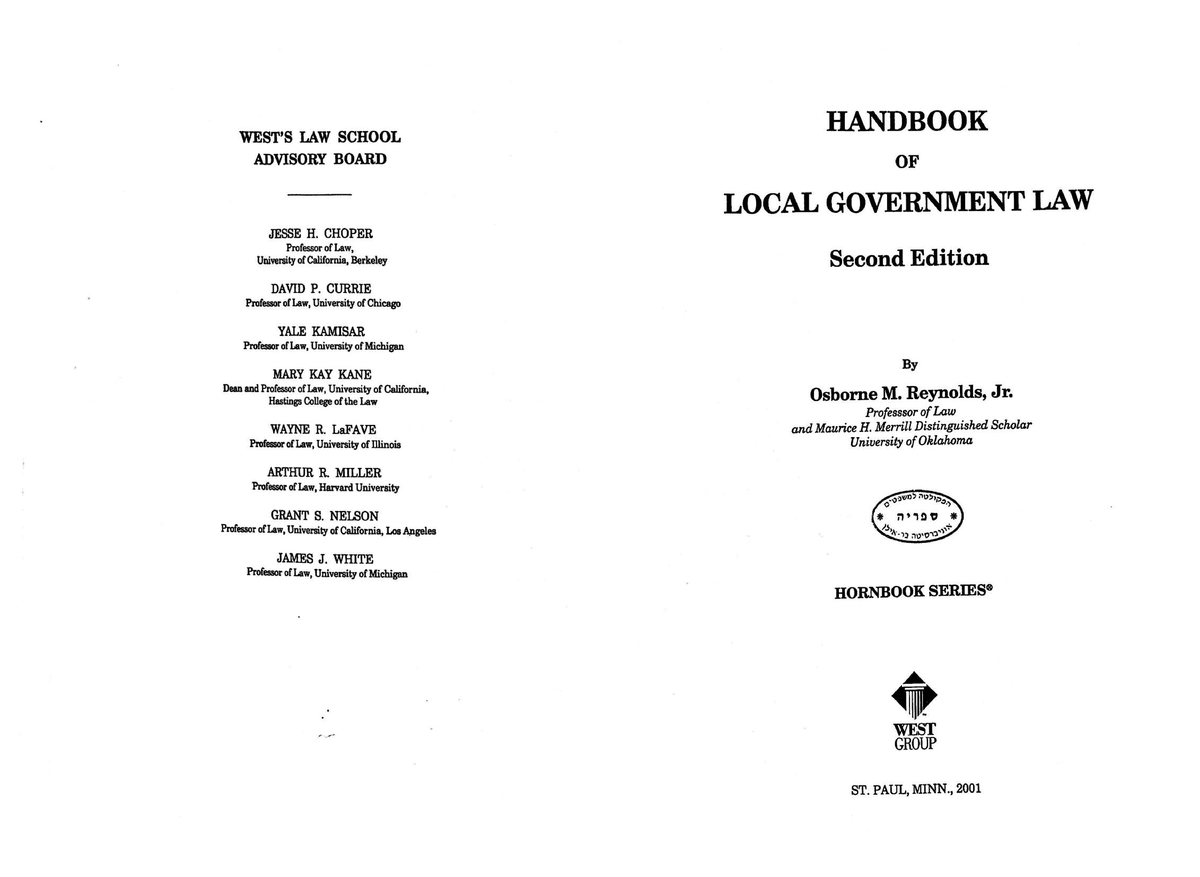 Handbook of Local Government Law (2nd Ed.) - Advisory Board Insights ...