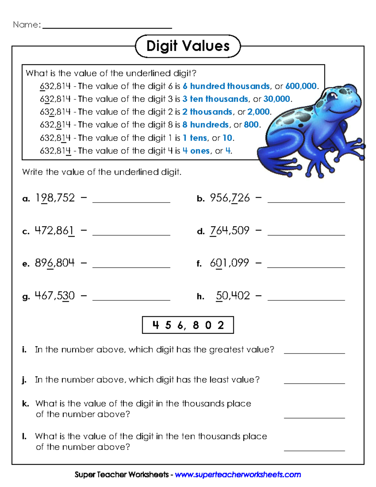 Place Value Analysis: Understanding Digit Values in Numbers - Studocu