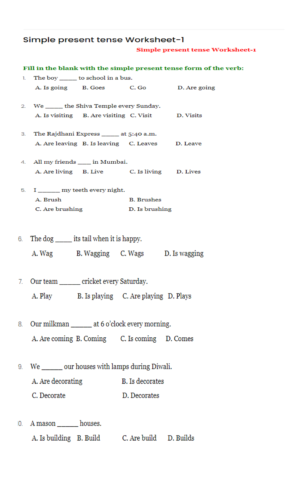English-6-Worksheet - Uhmd idk - Simple present tense Simple present ...