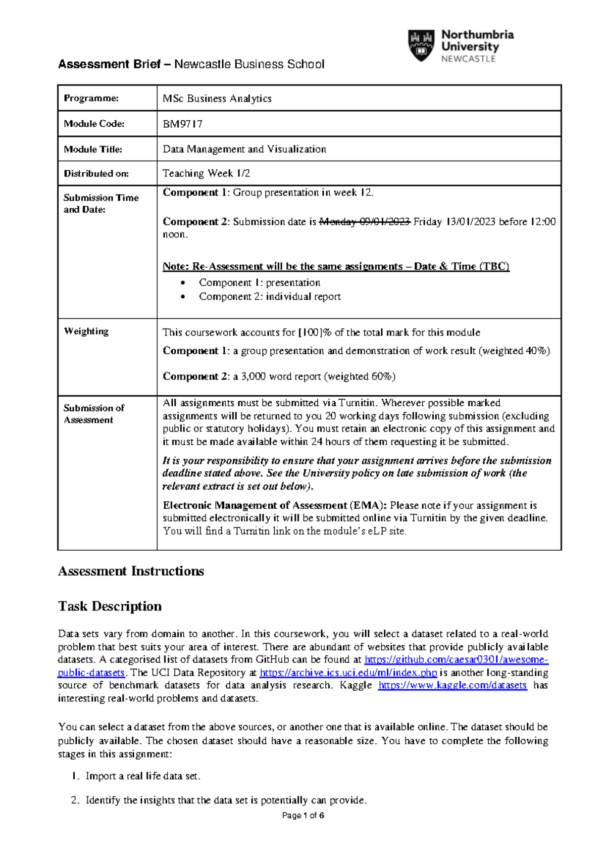 193 BM9717 Assessment Brief 2022 2023-v1 - Programme: MSc Business ...
