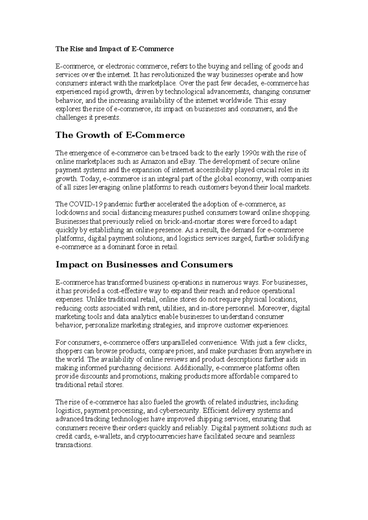 The Rise and Impact of ECOM - The Rise and Impact of E-Commerce E ...