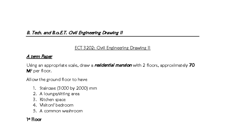 ECT 3202 Term Paper: Civil Engineering Drawing II Project Guidelines ...