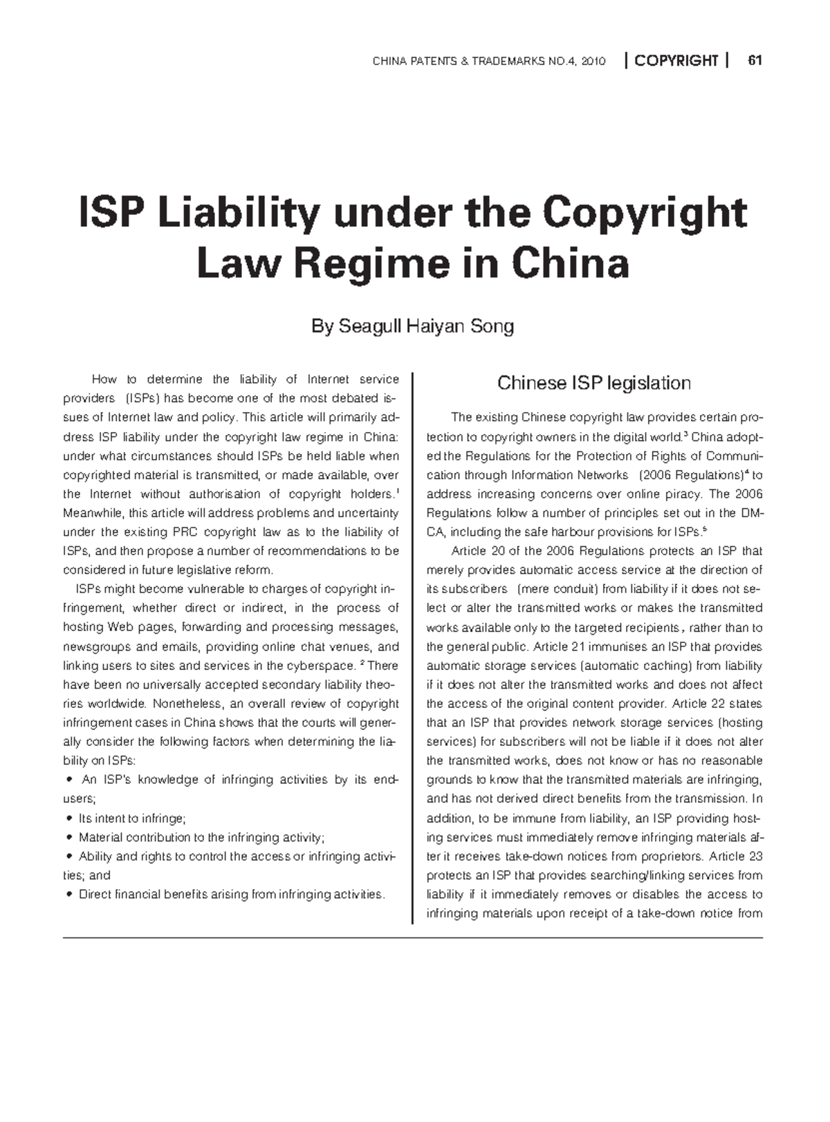 2010 1013160556302 - ISP liability under the copyright law regime in ...