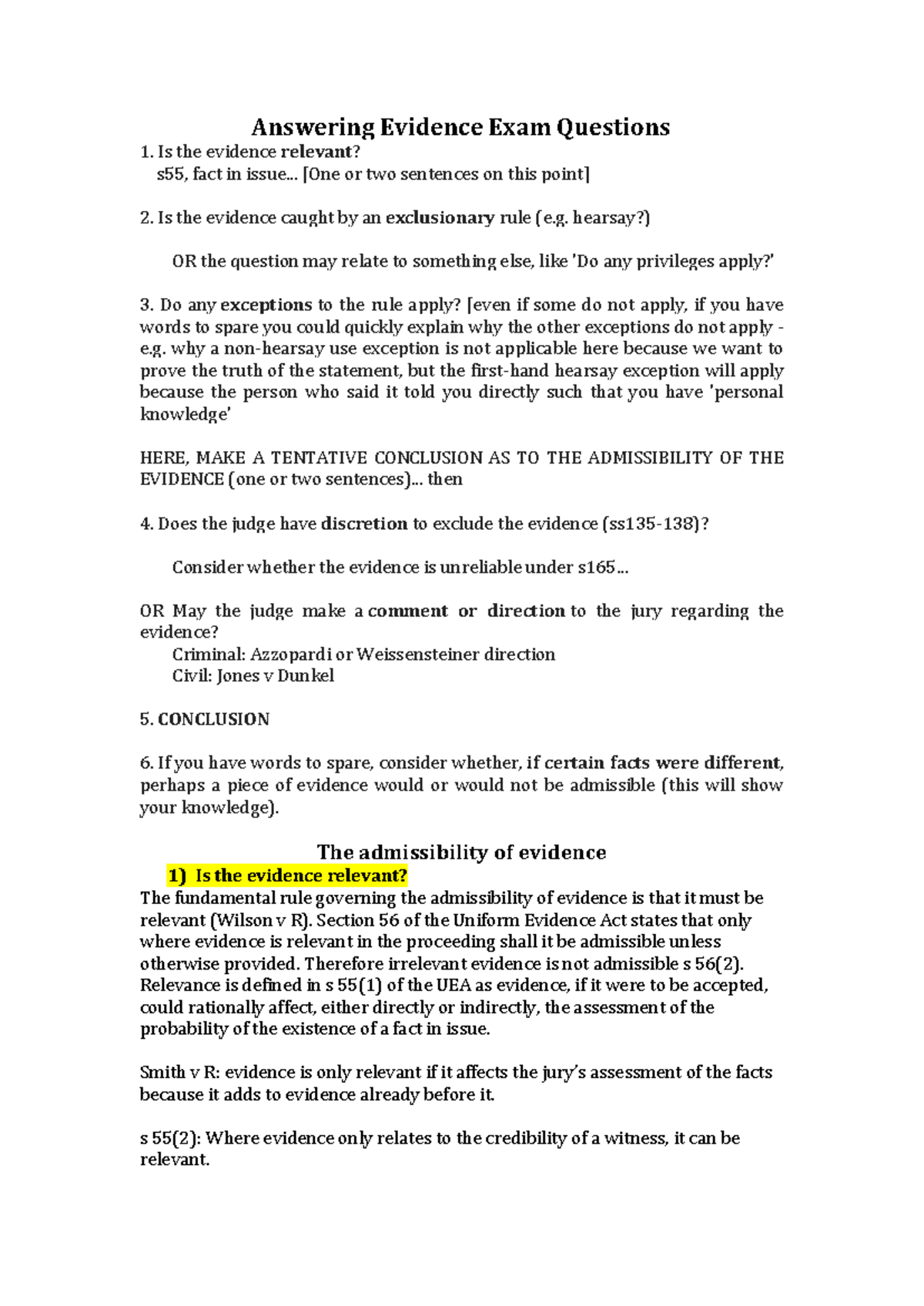 18825-sample - good - Answering Evidence Exam Questions Is the evidence ...