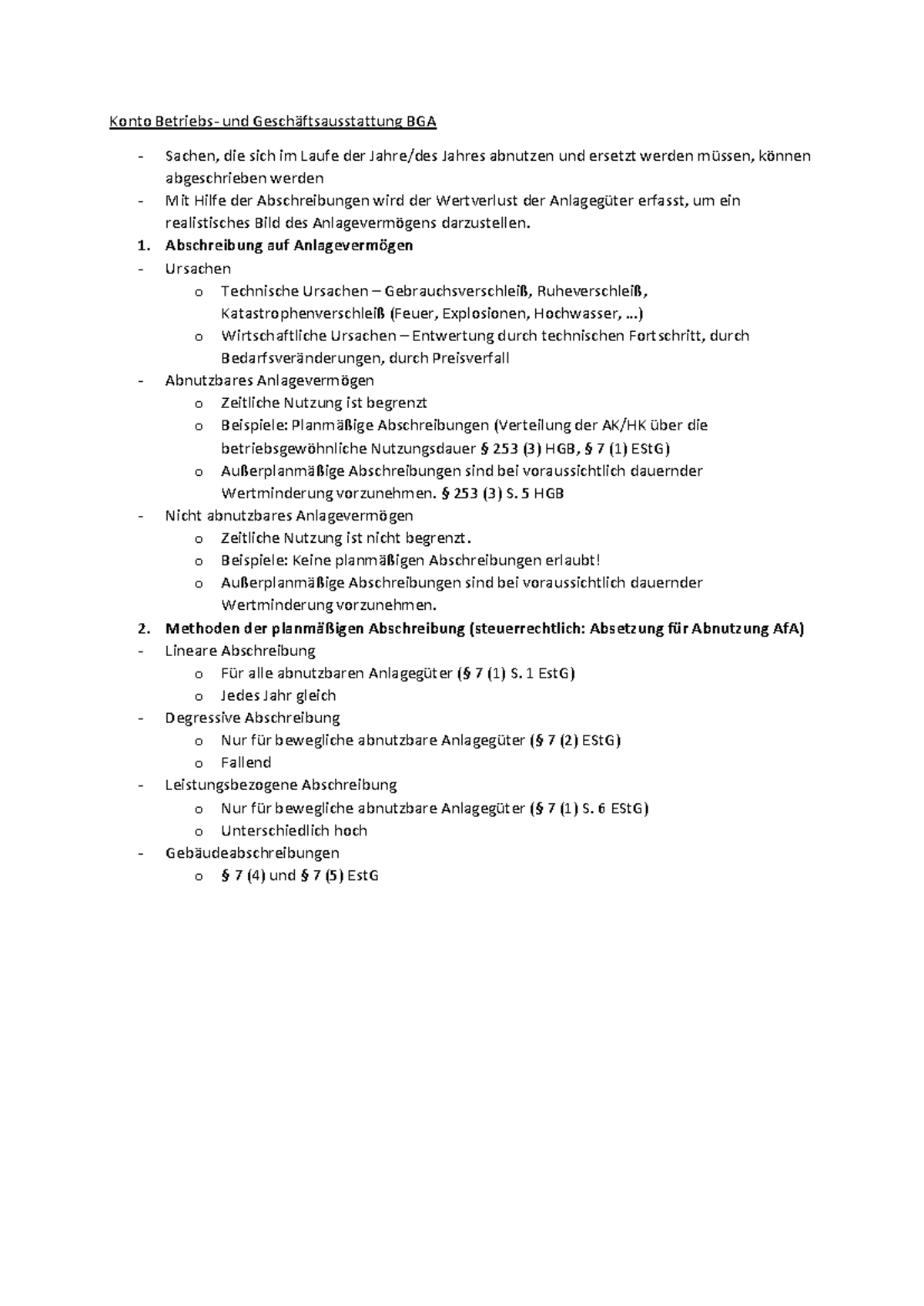 Abschreibung, linear degressiv leistungsbezogen - Konto Betriebs- und ...