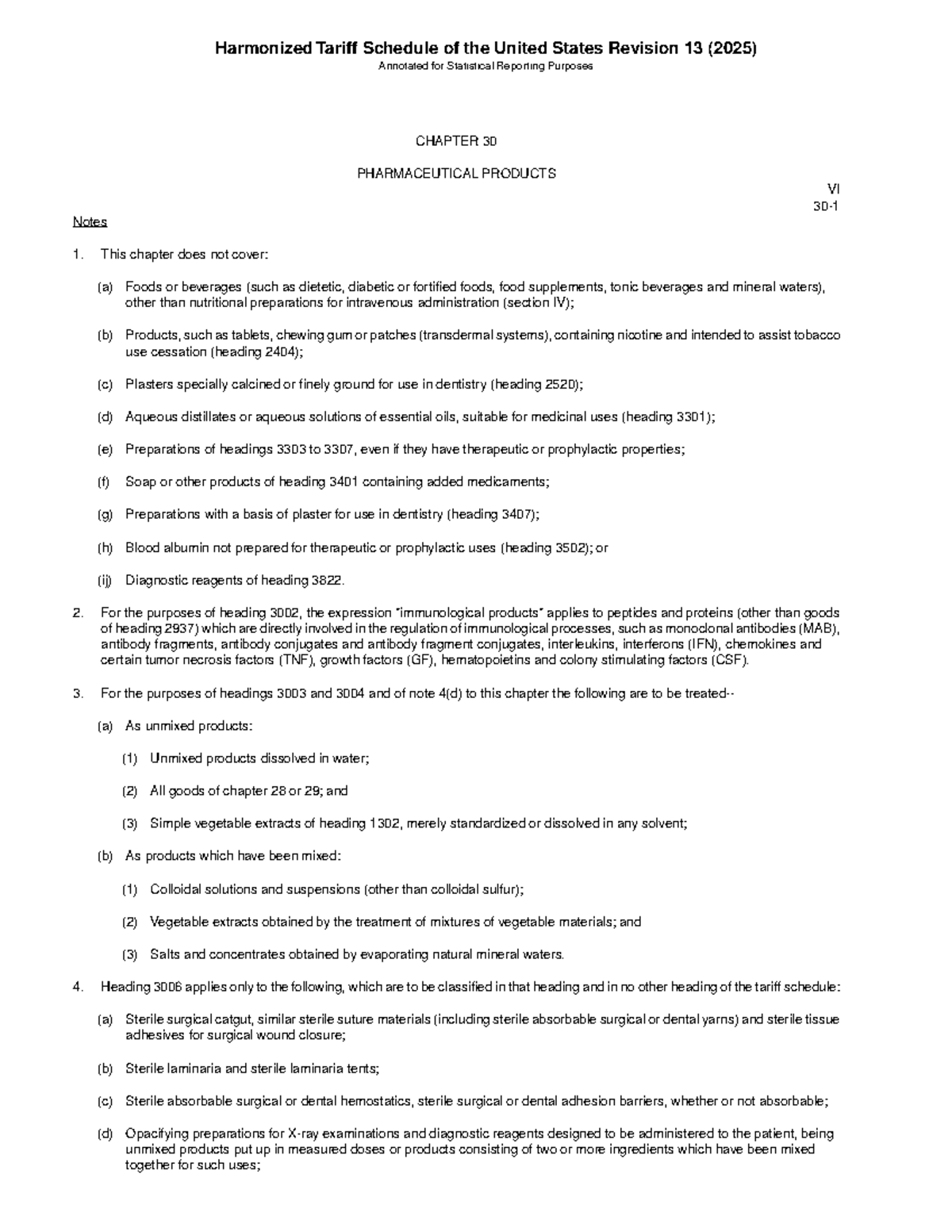 Harmonized Tariff Schedule of the U.S. Revision 13 (2025) - Chapter 30 ...