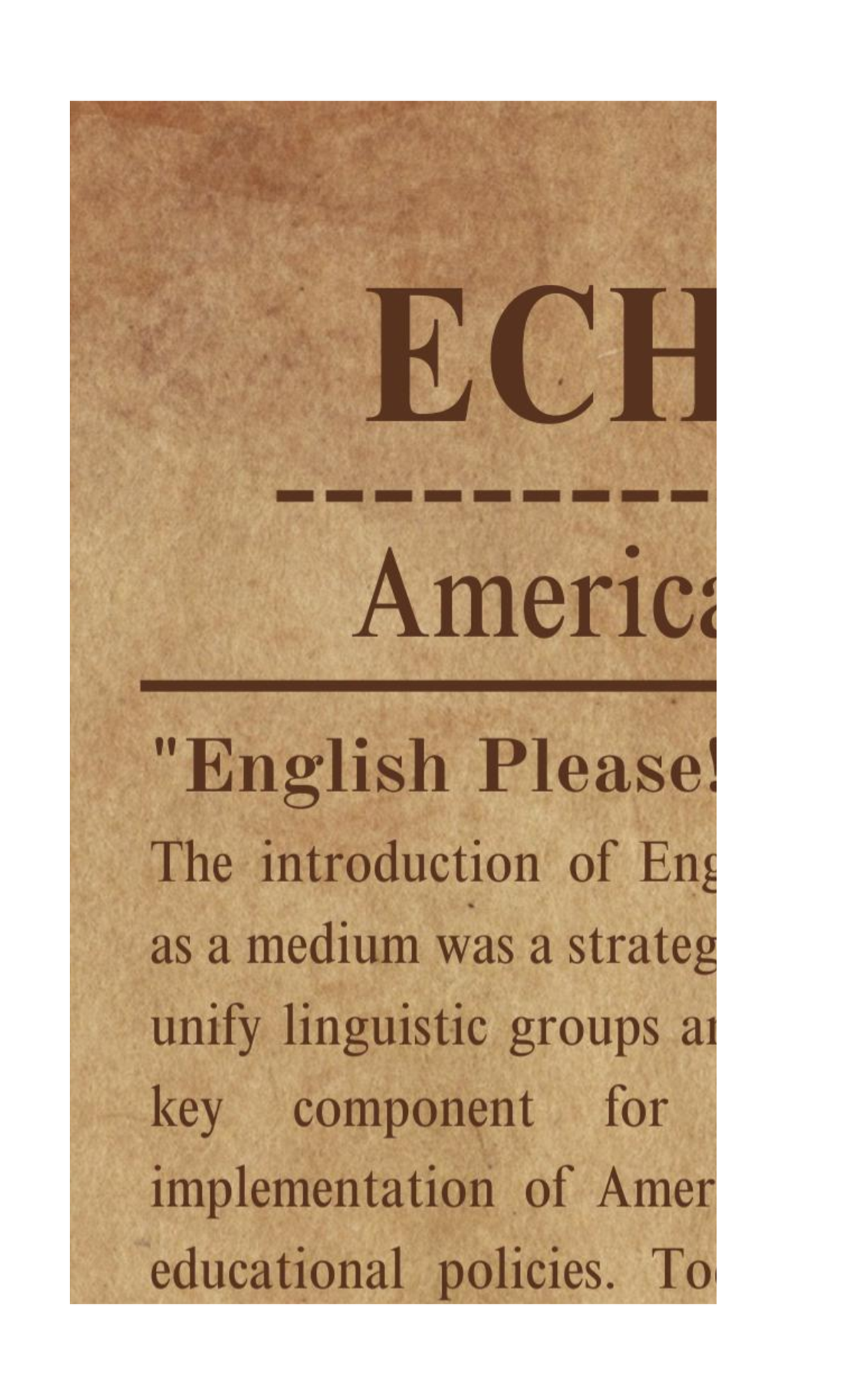 Book - ... - ECH America Please! The introduction of Eng as a medium ...