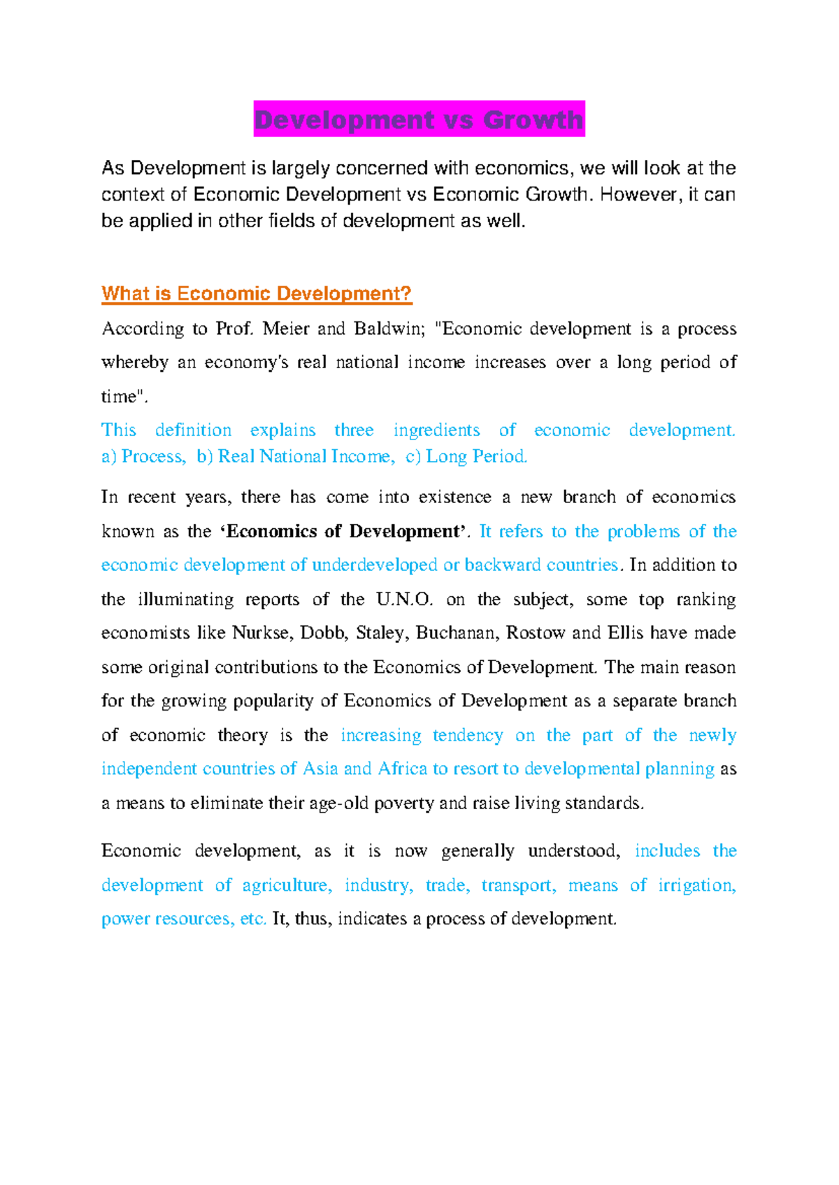 Economic Development vs Growth: Key Concepts and Insights - Studocu