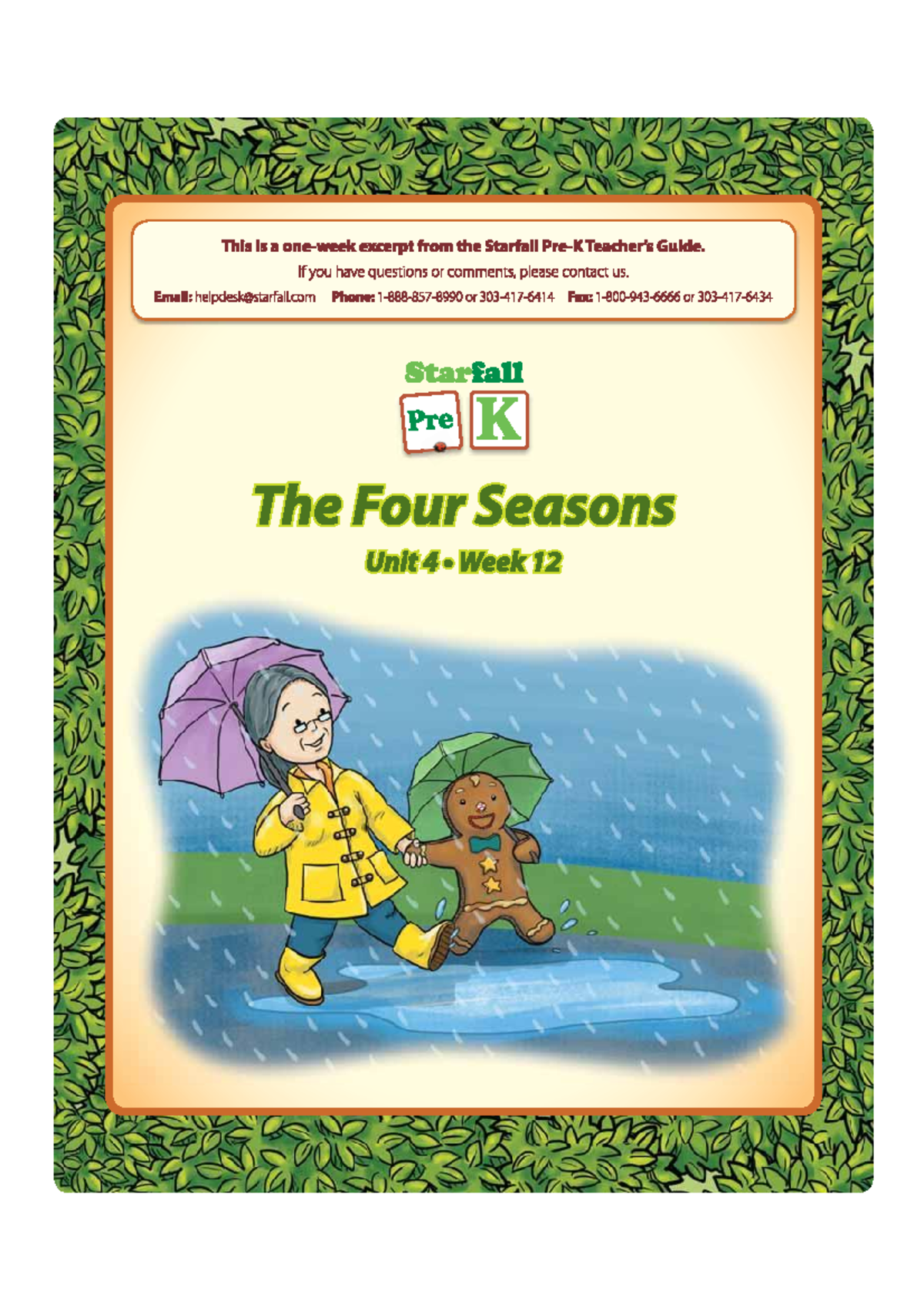 Starfall Pre-K Teacher's Guide: Week 12 - The Four Seasons Activities ...