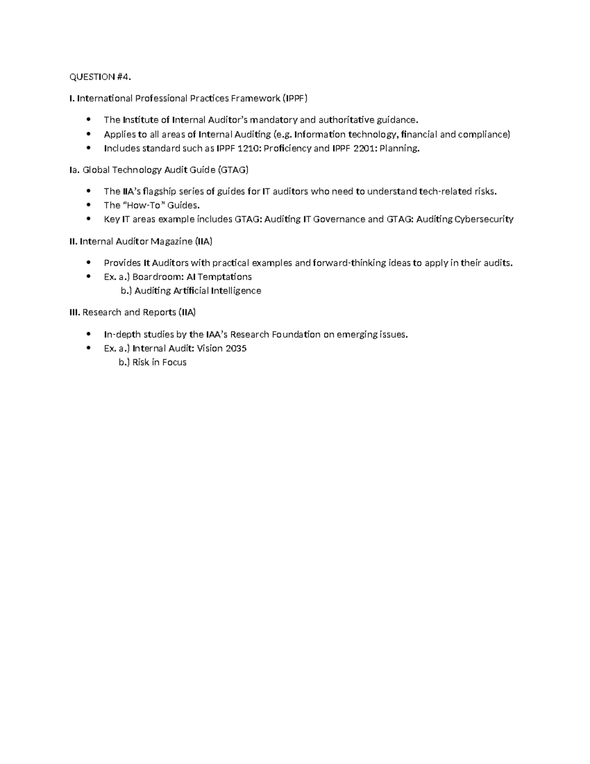 CIS Report: Insights on IPPF, GTAG, and IIA Practices - Studocu