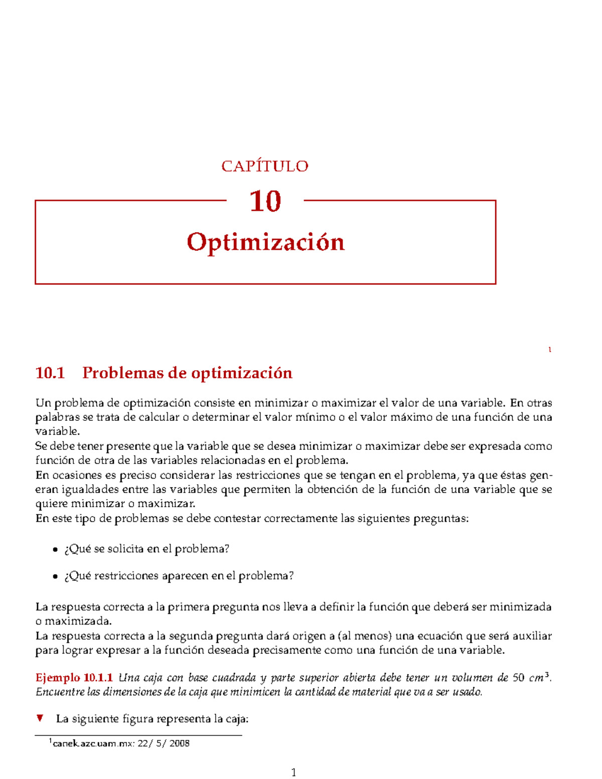 Optimizacion-Ejercicios-resueltos - CAPÍTULO 10 Optimización 1 10 Problemas de optimización Un ...
