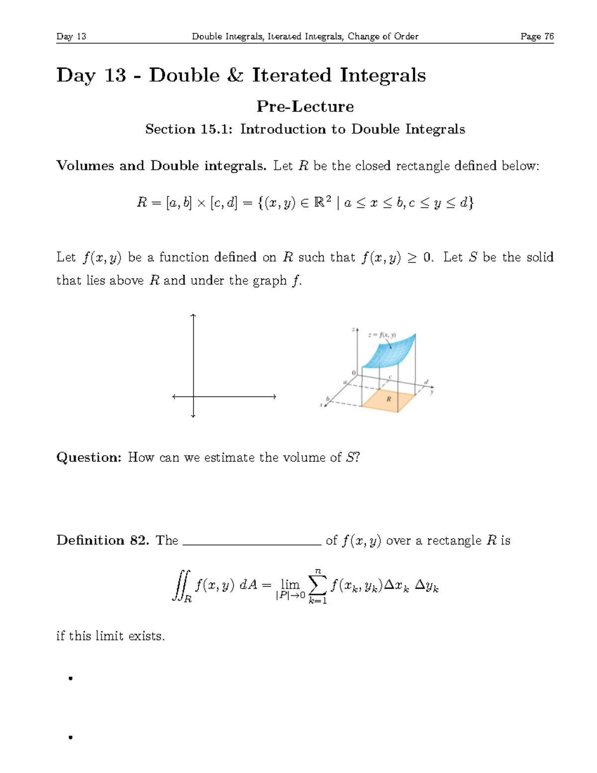 2551 Blank Notes S25 5 - Day 13 - Double & Iterated Integrals Pre ...