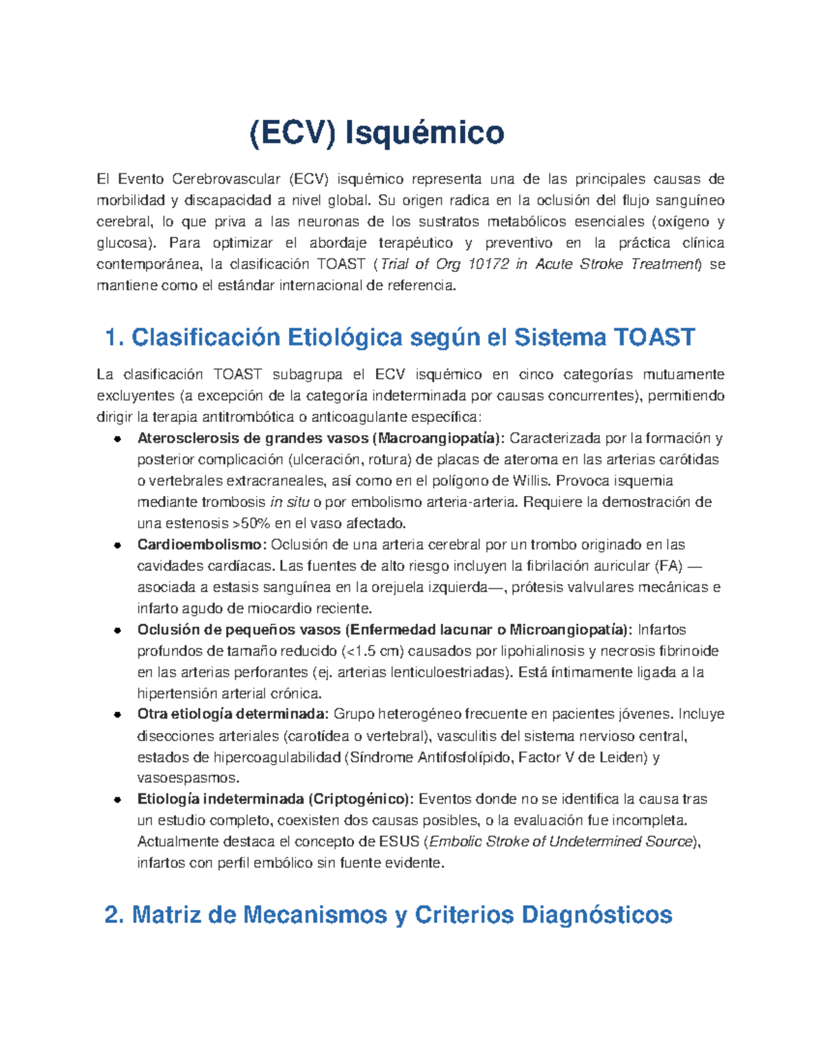 (ECV) Análisis de las Causas del Evento Cerebrovascular Isquémico - Studocu