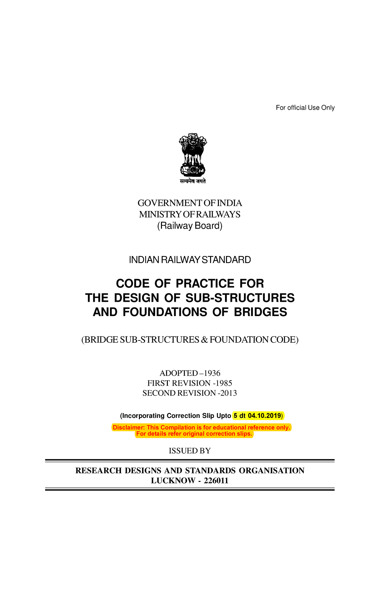 IRS CBC - Design Code for Bridge Substructures & Foundations - Studocu
