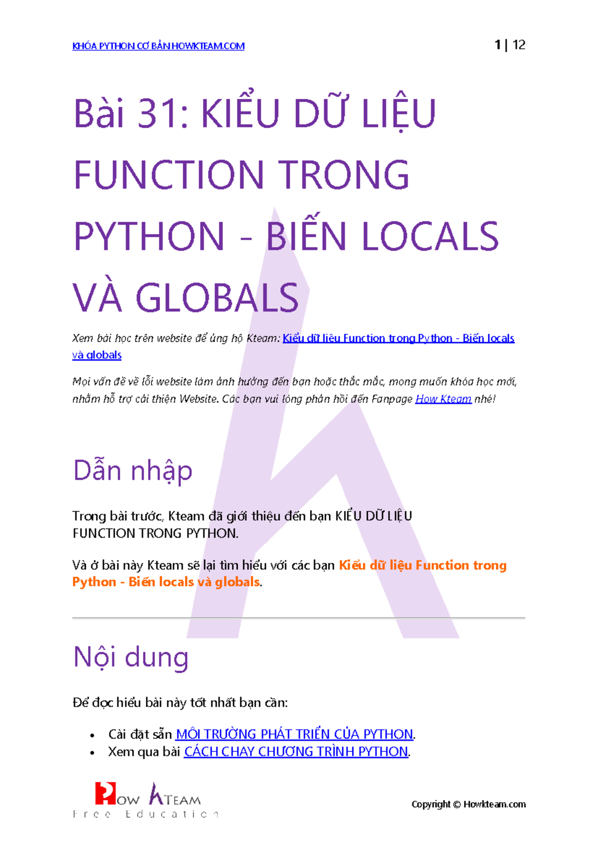 Bài 31 Kiểu dữ liệu Function trong Python - Biến locals và globals ...