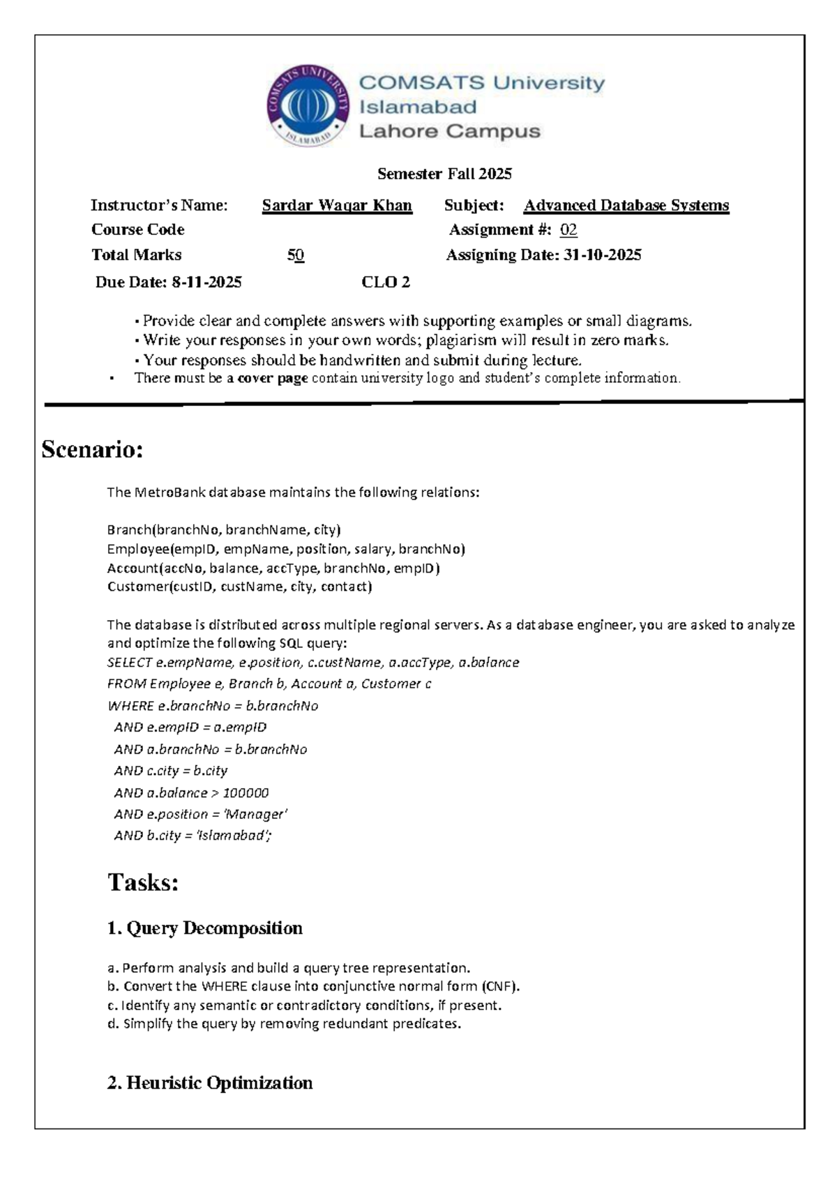 Advanced Database Systems (ADS) Assignment 02 - Fall 2025 - Studocu
