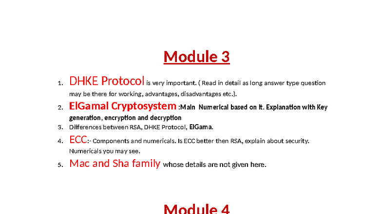 Cryptography & Security: Detailed Notes for Modules 3, 4, & 5 - Studocu