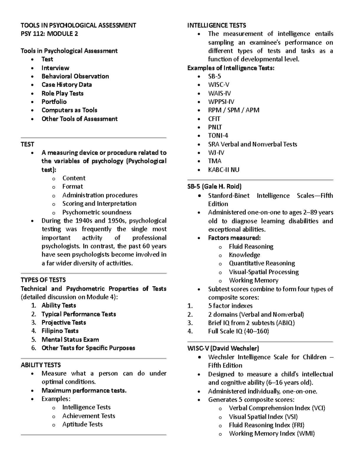 Module 2 - Tools for Assessment - TOOLS IN PSYCHOLOGICAL ASSESSMENT PSY ...