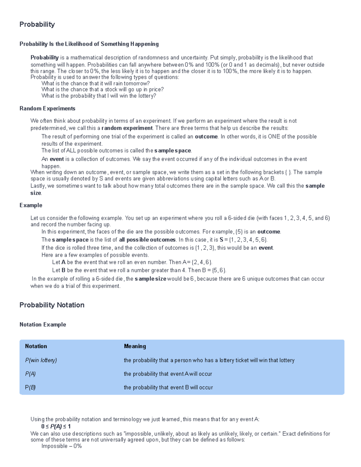 WGU D772 Statistical Data Literacy - Section 3 Probability Concepts ...