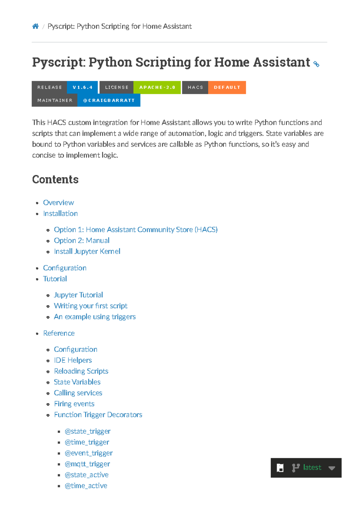 Pyscript: Python Scripting for Home Assistant (HACS) V1.6.4 Docs - Studocu