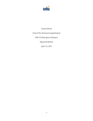 FIN 320 - Financial Analysis Report for Final Project Module 7 - Studocu