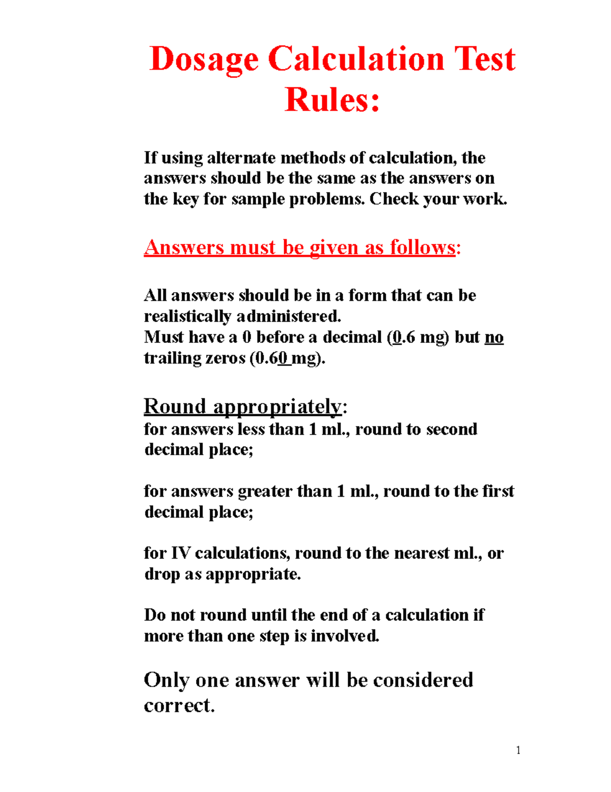 Dosage Calculation Practice Questions - Dosage Calculation Test Rules ...