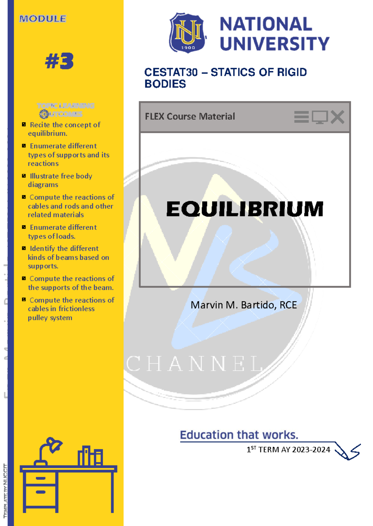 CM 3 CESTAT30 - Final Exam Review: Equilibrium & Force Systems - Studocu