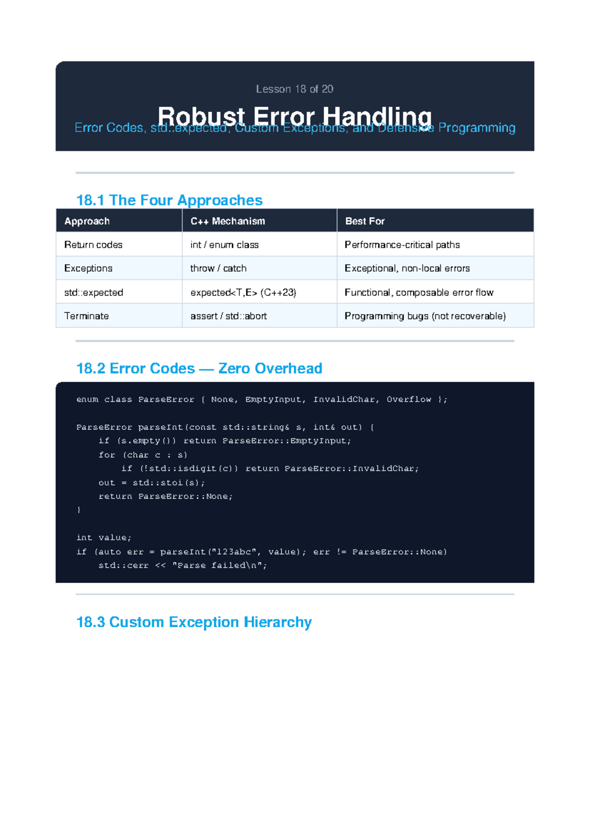 Lesson 18 of 20: Robust Error Handling Techniques and Strategies - Studocu